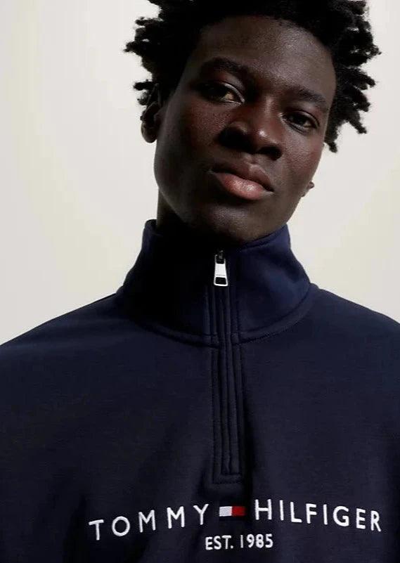 Pull Demi Zip Tommy Hilfiger Marine En Coton Bio Georgespaul