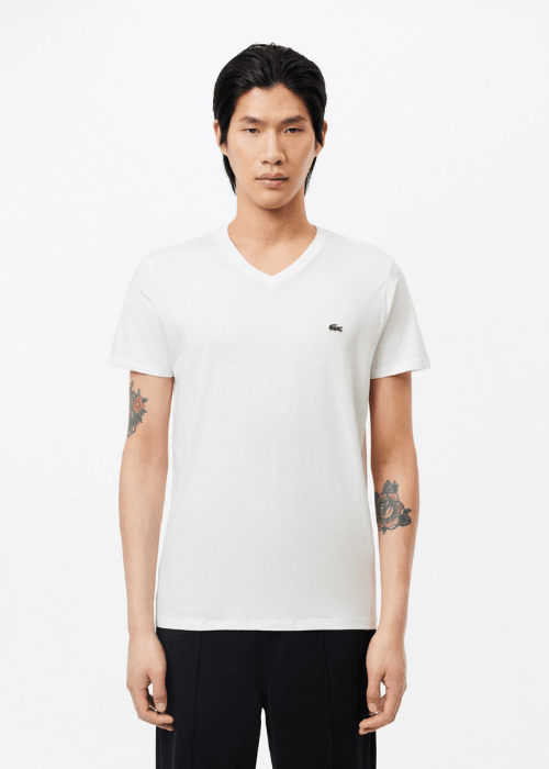 Lacoste v neck t shirt white store